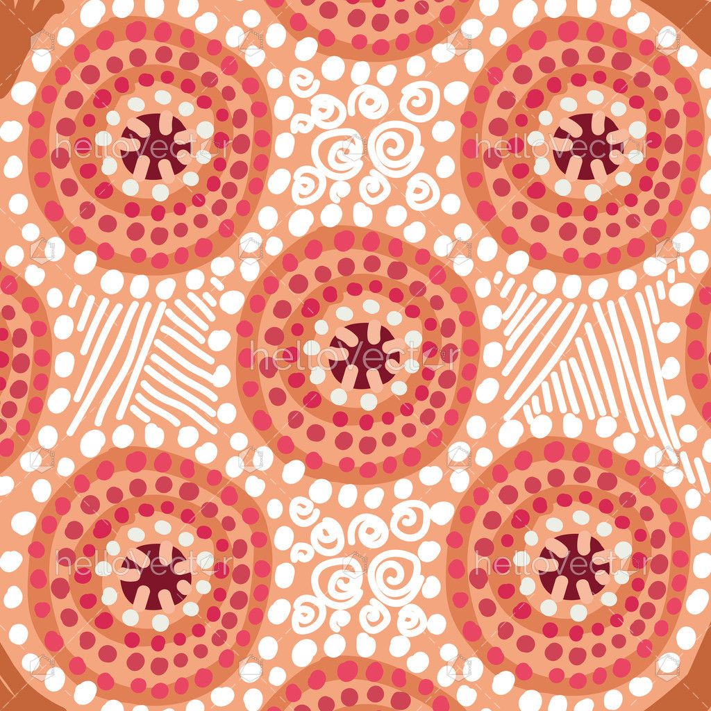 Radiating sun-dot patterns in warm earthy Aboriginal art style ...